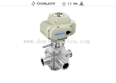 China Electric actuator three-way ball valve with T type and full port for sale