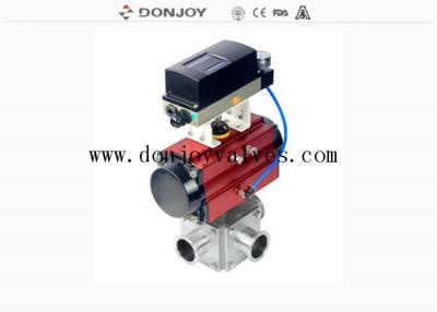 China Three Way Pneumatic Actuator DN10 Sanitary Ball Valve for sale