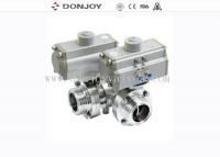 China DN50 Thread Three Way Butterfly Valve With Aluminum Actuator For Food Grade Processing for sale