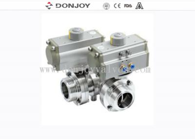 China DN50 Thread Three Way Butterfly Valve With Aluminum Actuator For Food Grade Processing for sale