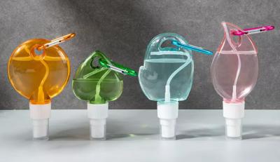 China Plastic 50ml Hand Sanitizer Bottle Keychain Hook Heart Shaped for sale