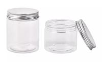 China Food Grade Wide Mouth Cosmetic PET Plastic Jars 80ml With Aluminum Silver Lid for sale
