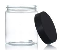 China 30ml 80ml 100ml 120ml 150ml Clear PET Plastic Jar With Black Lid Food Grade for sale