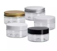 China White Black Amber Wide Mouth Plastic Jar With Aluminum Lid 60ml 100ml 200ml for sale
