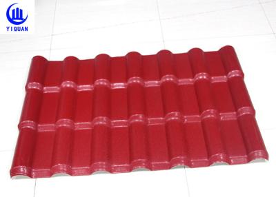 China Embossed Surface Red Synthetic Resin Roof Tile 219 mm Pitch Size for sale