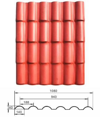 China Big Wave Unit Length 328mm Synthetic Resin Roof Tile for sale