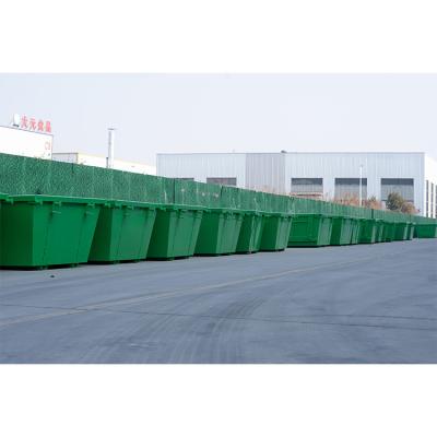China 6 Cbm Outdoor Stackable Metal Bins Industrial Waste Chain Lift Bins Opten Top Skip Hopper for sale