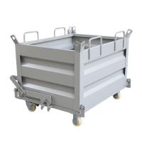 China Metal Powder Solid Bulk Bins Steel Bottom Dumping Hopper Open Top Refuse Collector for sale