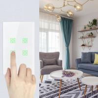 China Glomarket 4 Gang Wireless Tuya Smart Home Zigbee No Neutral  Glass Touch Panel Light Wall Smart Dimmer Switch for sale