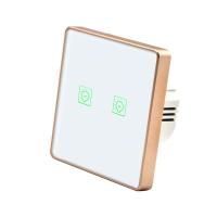 China Glomarket 2 Gang Wifi Tuya Glass Panels Light Wall Fan Smart Switch No Neutral Smart Switch With Button For Home for sale