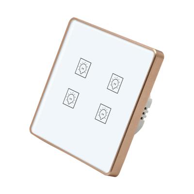 China Glomarket 4 Gang Smart Glass Panel Light Wireless Switch No Neutral Zigbee Support Alexa Google Home Switch for sale