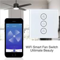 China Glomarket Eu Standard Wifi Smart Ceiling Fan Switch With Touch Panel Interruptor App Remote Control Switch for sale