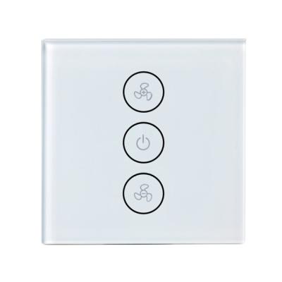 China Glomarket Tuya Zigbee Glass Touch Panel Smart Voice Control Ceiling Fan Lamp 10A Wireless 2.4Ghz Switch for sale