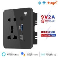 China Glomarket Tuya Wifi Smart Sockets Usb Charger Electrical Plug Socket Remote Control With Alexa Google For Smart Home for sale