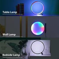 China Modern Smart RGB Ring Desk Lamp 3 Color Temperature Remote / Switch Control for sale
