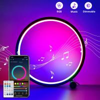 China Modern Smart RGB Ring Desk Lamp 3 Color Temperature Remote / Switch Control for sale