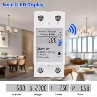 China Tuya Monitoring Smart LCD Display Wifi Energy Meter Remote Control for sale