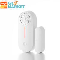 China Smart Tuya WiFi Window Door Sensor Sound And Light Home Security Alarm for sale
