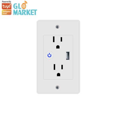 China Google Home Alexa Universal Tuya Wifi Smart Wall Socket With 1 Usb for sale