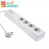 China Glomarket Tuya Smartlife App Controlled 16A Protector Eu Standard Power Strip With Power Consumption for sale