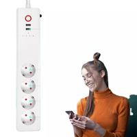 China Glomarket Tuya Smartlife App Controlled 16A Protector Eu Standard Power Strip With Power Consumption for sale
