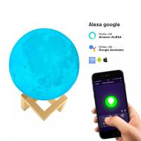 China Glomarket Tuya Wifi Smart 3d Printing LED Moon Lamp 7W Wireless Remote Control for sale