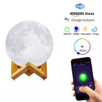China Glomarket Tuya Wifi Smart 3d Printing LED Moon Lamp 7W Wireless Remote Control for sale