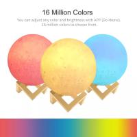 China Glomarket Tuya 3D Printed Moon Lamp Night Light 16 Million Colors Adjustable for sale