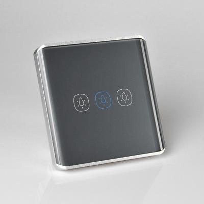 China Wifi/Zigbee Tuya Smart Switch UK/EU Standard 3 Gang Curved Surface Touch APP Voice Control for sale