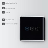 China Wifi/Zigbee Tuya Smart Switch UK/EU Standard 3 Gang Curved Surface Touch APP Voice Control for sale