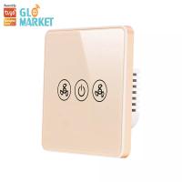 China Glomarket Tuya Smart Wifi Fan Switch EU Standard Glass Touch Wall Wireless Remote Control for sale