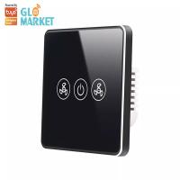 China Glomarket Tuya Smart Wifi Fan Switch EU Standard Glass Touch Wall Wireless Remote Control for sale