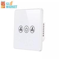 China Glomarket Tuya Smart Wifi Fan Switch EU Standard Glass Touch Wall Wireless Remote Control for sale