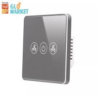 China Glomarket Tuya Smart Wifi Fan Switch EU Standard Glass Touch Wall Wireless Remote Control for sale