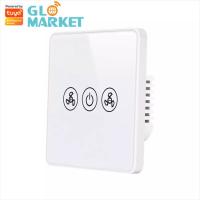 China Tuya Smart Wifi Fan Switch EU Standard Glass Touch Wall Wireless Remote Control for sale