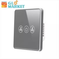 China Tuya Smart Wifi Fan Switch EU Standard Glass Touch Wall Wireless Remote Control for sale