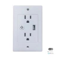China Tuya 2.4GHz Wifi Wall Outlet Electrical Smart Plug Socket With 1 USB Port for sale