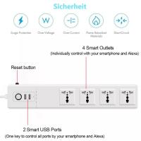 China Tuya Wifi Smart Power Strip Socket UK EU US Type 4 AC 4 USB 1.5m Extension Cable Socket for sale