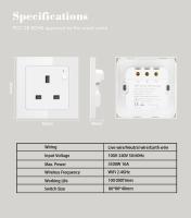 China Tuya Wifi Smart 16 Amp Socket UK Remote/Voice Control Glass Panel Smart Electrical Outlet for sale
