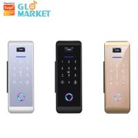 China Smart Tuya Wifi Glass Intelligent Door Lock With Fingerprint Digital Keyboard Password for sale