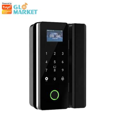 China Wifi Tuya Glass Door Lock Smart IC Card Fingerprint Password Unlock With Doorbell for sale