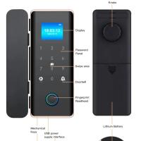 China Wifi Tuya Glass Door Lock Smart IC Card Fingerprint Password Unlock With Doorbell for sale