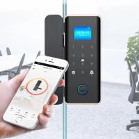 China Wifi Tuya Glass Door Lock Smart IC Card Fingerprint Password Unlock With Doorbell for sale