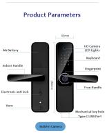 China Intelligent Fingerprint Door Lock Wide Angle Tuya Smart App Cat'S Eye Doorbell for sale