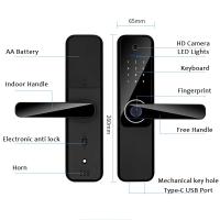 China Intelligent Fingerprint Door Lock Wide Angle Tuya Smart App Cat'S Eye Doorbell for sale
