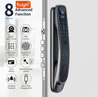 China Glomarket Smart Tuya Wifi Door Lock Built-in Camera Work with App Cat Eye Fingerprint Password Security Door Lock for sale