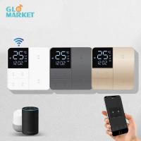 China Glomarket Smart Tuya Wifi Button Wall Switch Remote/Voice Alexa/Timer Control With Lcd Screen Temperature and Humidity for sale
