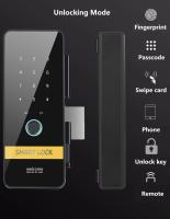 China Glomarket Smart Tuya Glass Door Lock Fingerprint Password Remote Unlock Virtual Password Anti-Peep Function 3D Face Lock for sale