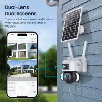 China Glomarket Ubox Dual-Lens Floodlight Solar Battery PTZ Camera 6MP Smart Wifi 4G Security PTZ Camera for sale