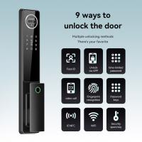 China CNC carved facial recognition lock latest technology intelligent door lock for sale